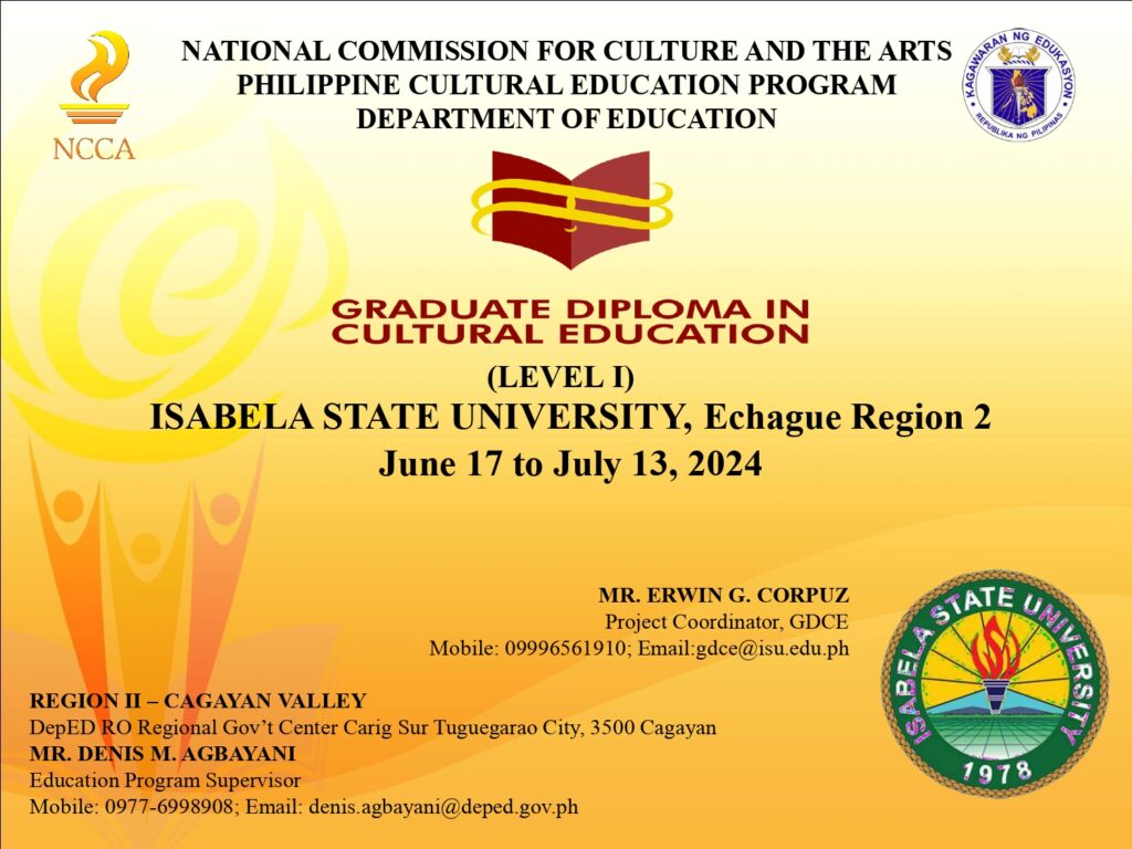 Culture Based Higher Education Programs – CulturEd: Philippine Cultural ...
